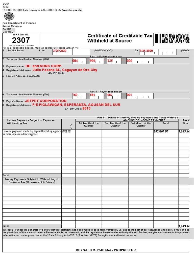 2306 - 2307 | PDF | Withholding Tax | Value Added Tax