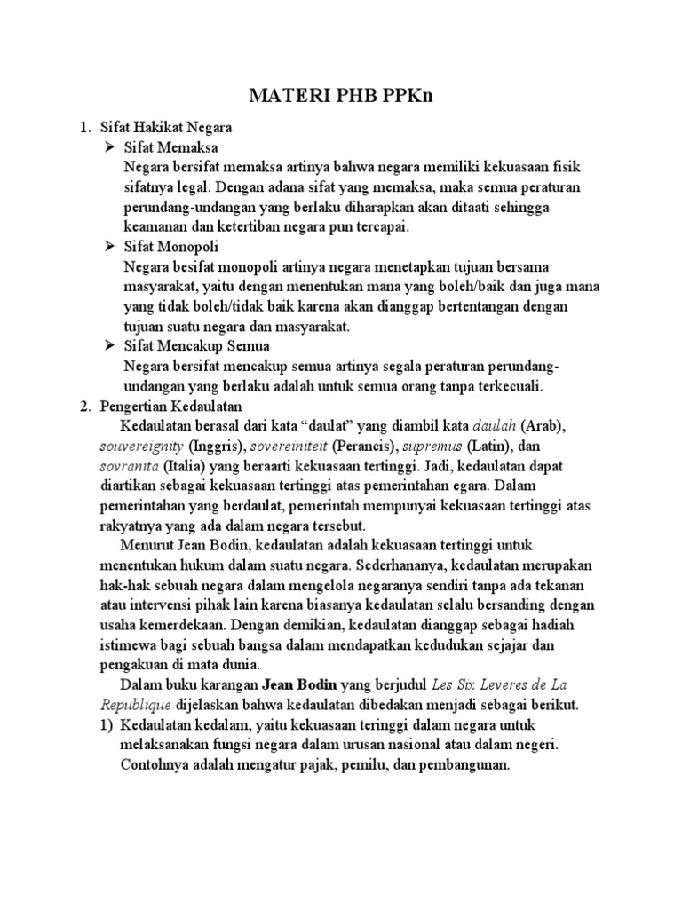 MATERI PHB PPKN | PDF