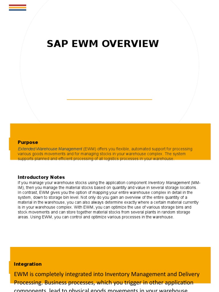 Sap Ewm Overview | PDF | Inventory | Warehouse