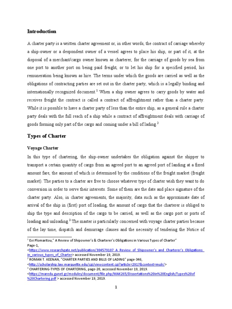 Charter Party | PDF | Business Law | Shipping