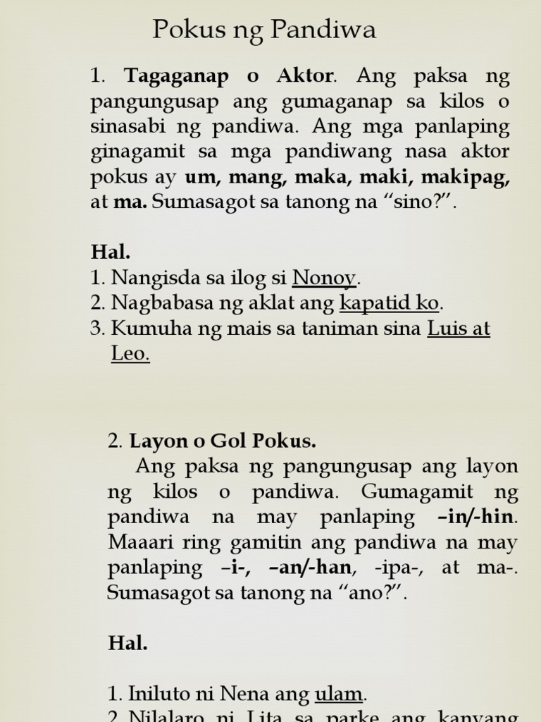 Pokus NG Pandiwa | PDF