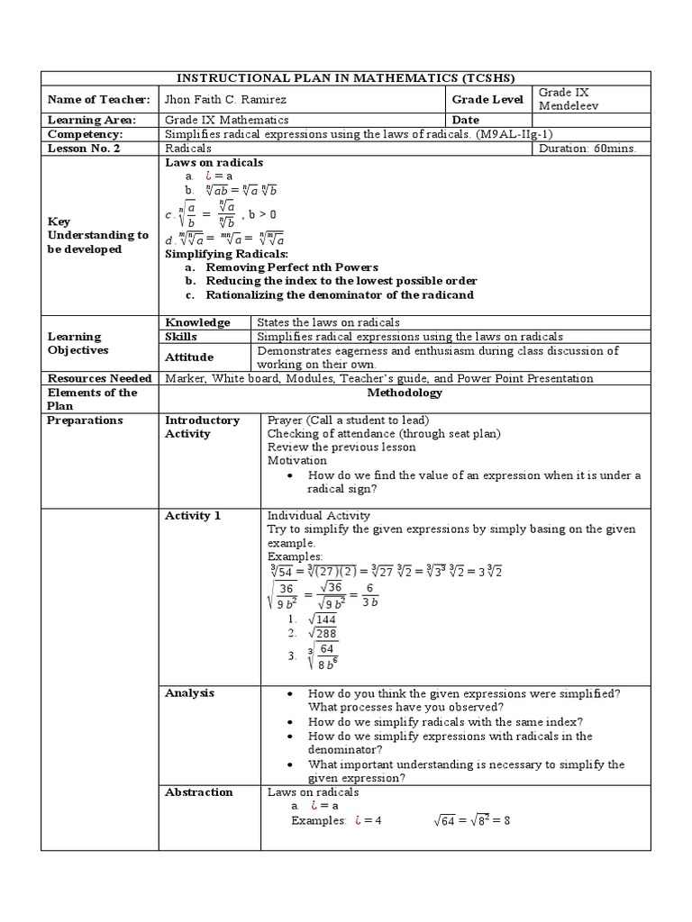 Simplifying Radicals | Download Free PDF | Square Root | Fraction ...