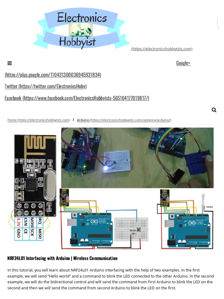 NRF24L01 Arduino Interfacing - Wireless Communication1 | PDF | Radio ...