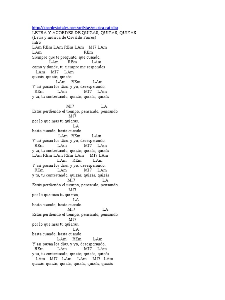 Letras y acordes de "Quizás, quizás, quizás" | PDF