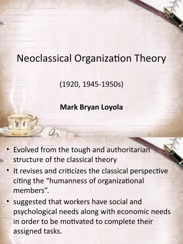 Neoclassical Organization Theory | PDF | Psychological Concepts ...