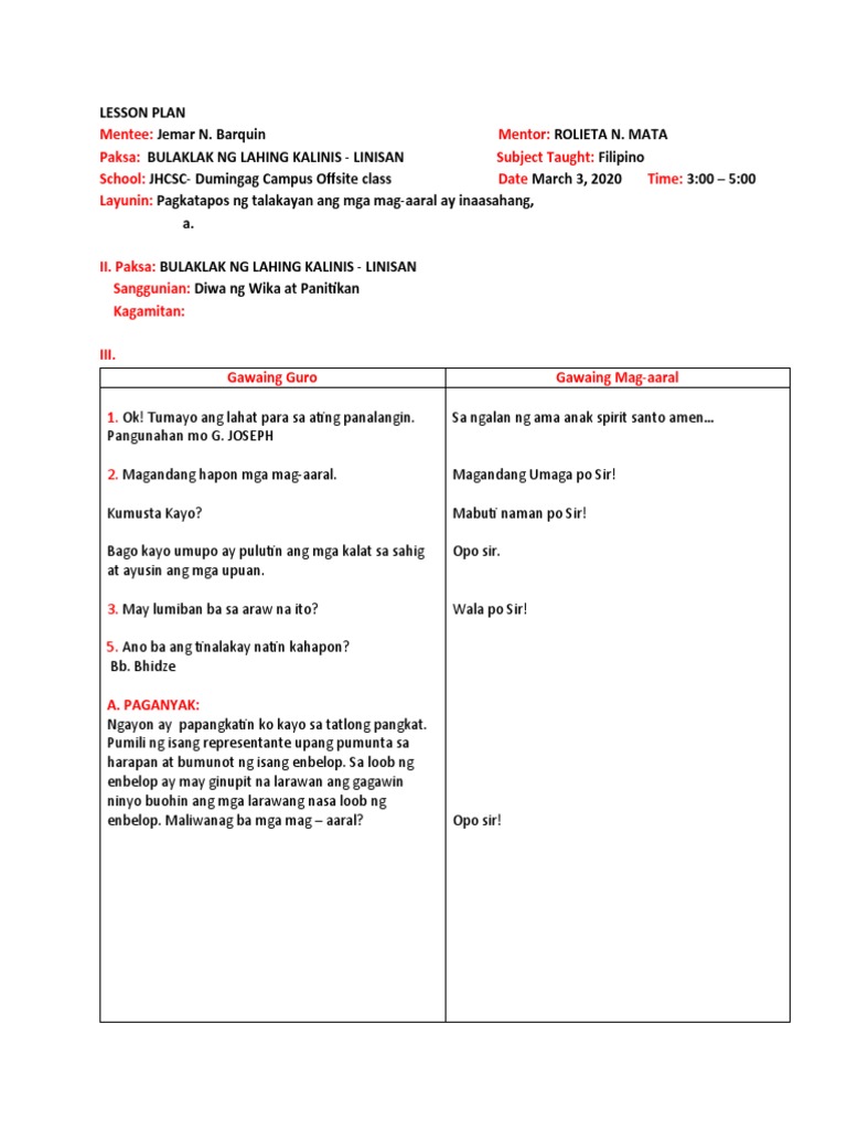 Bulaklak NG Lahing Kalinis Linisan Barquin | PDF