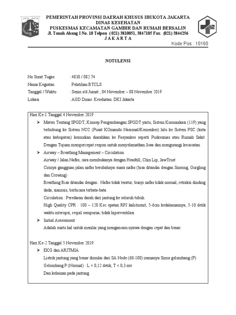 Notulensi BTCLS | PDF