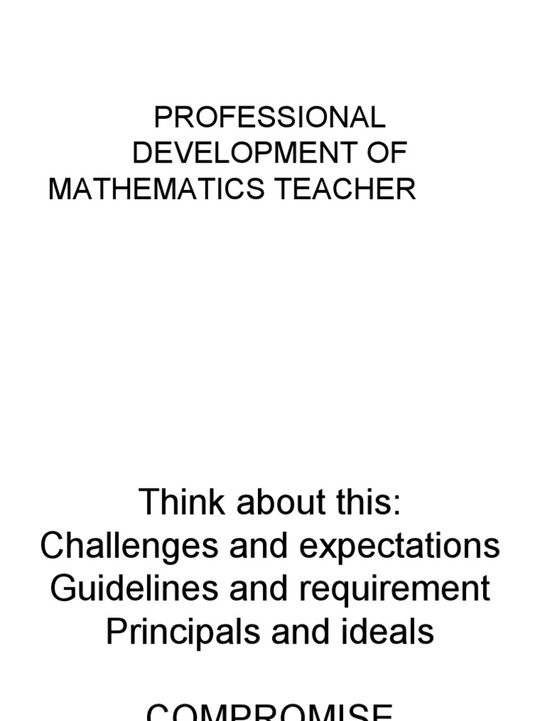 PROFESSIONAL DEVELOPMENT OF MATHEMATICS TEACHERS | PDF | Teachers ...