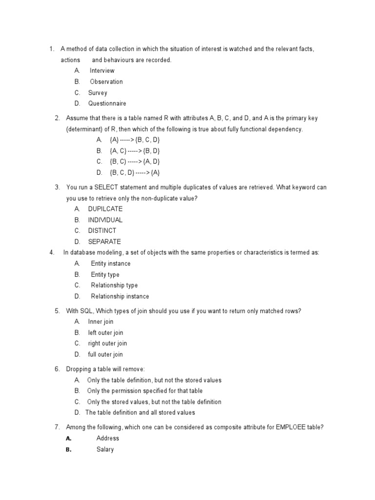 DB-III Coc Sample Exam | PDF | Relational Database | Databases