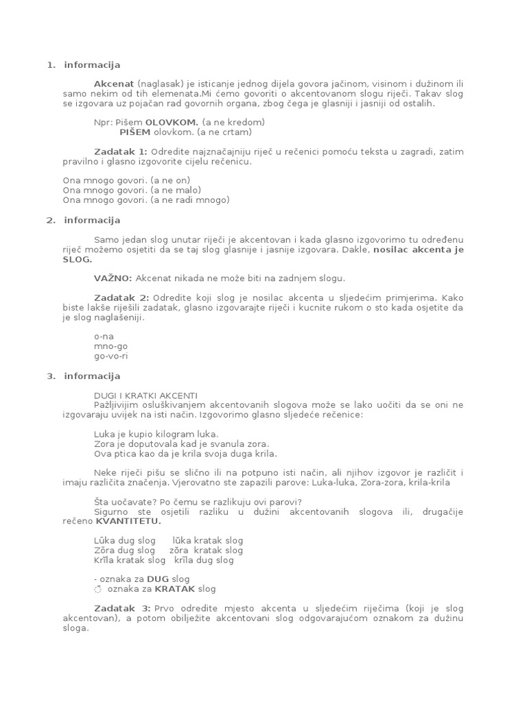 Akcenti Vježba | PDF