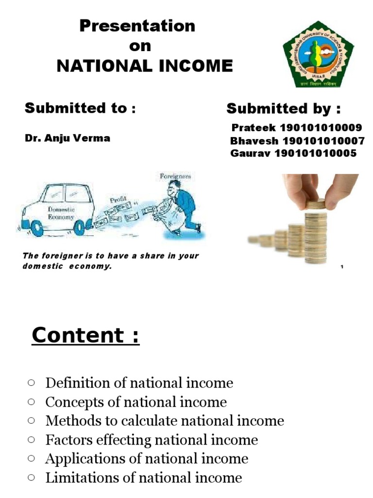 National Income Final | PDF | Measures Of National Income And Output ...