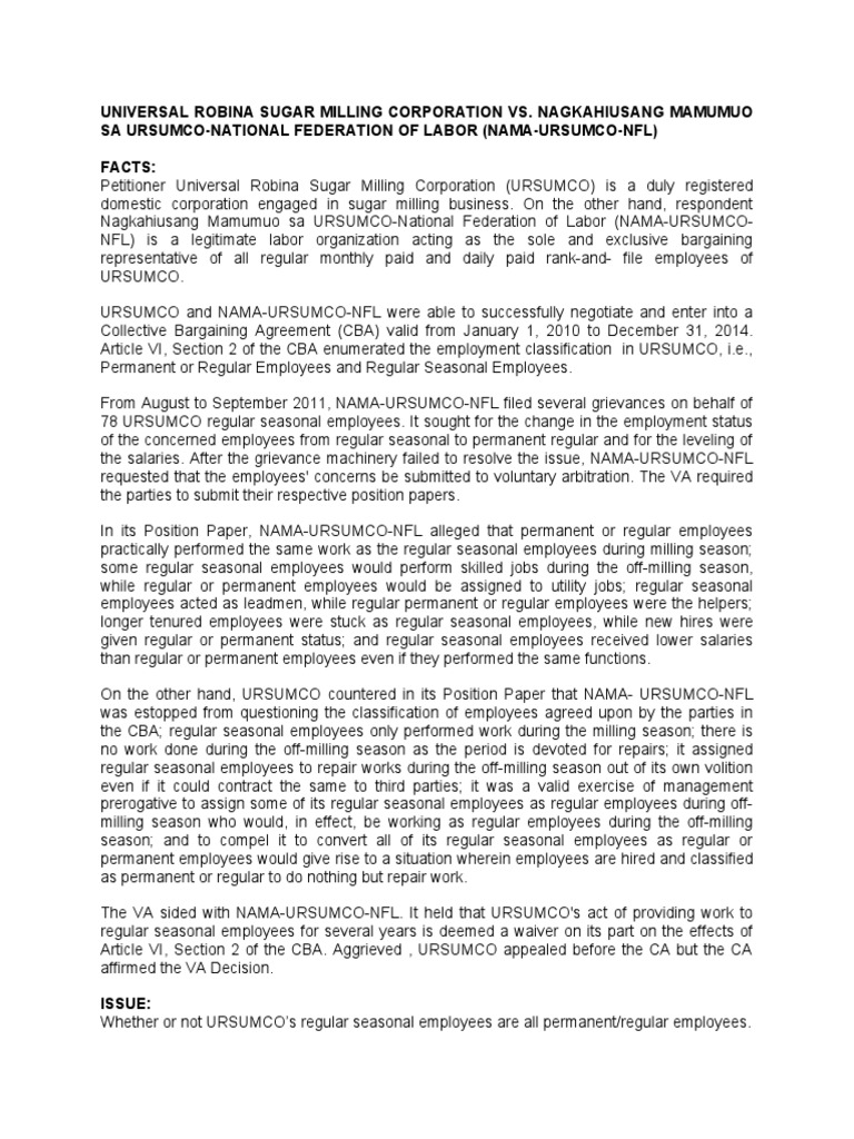 Topic 3 Case No. 27 Universal Robina Sugar Milling Corporation vs ...