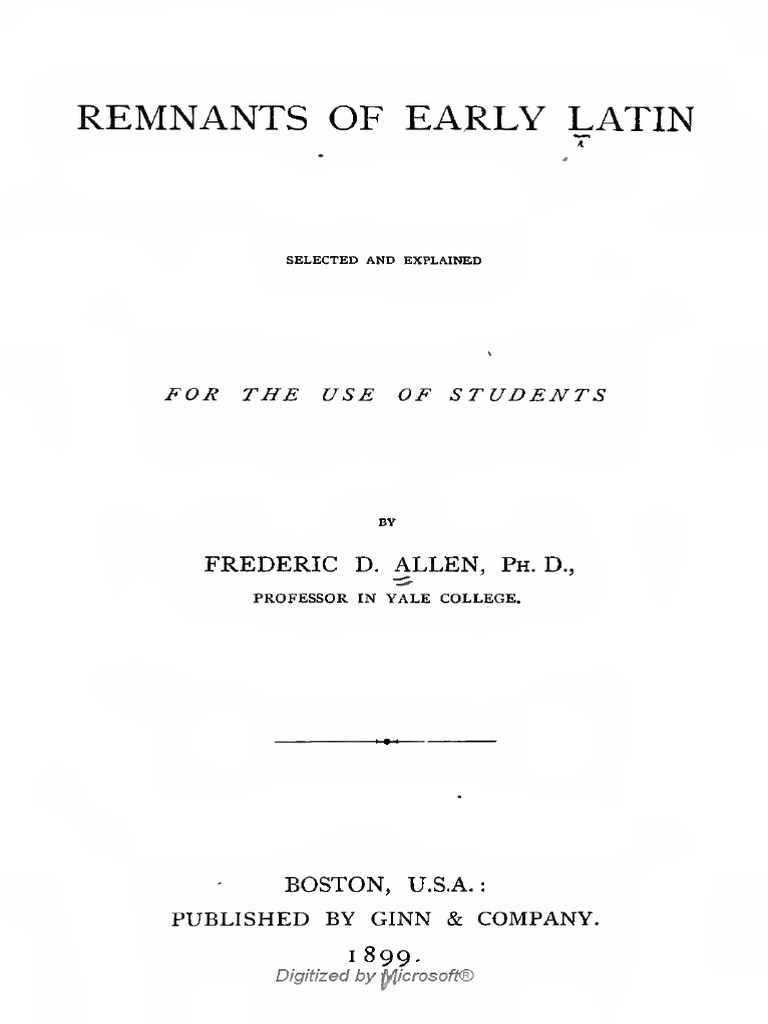 Allen-Remnants of Early Latin | PDF | Semiotics | Grammar