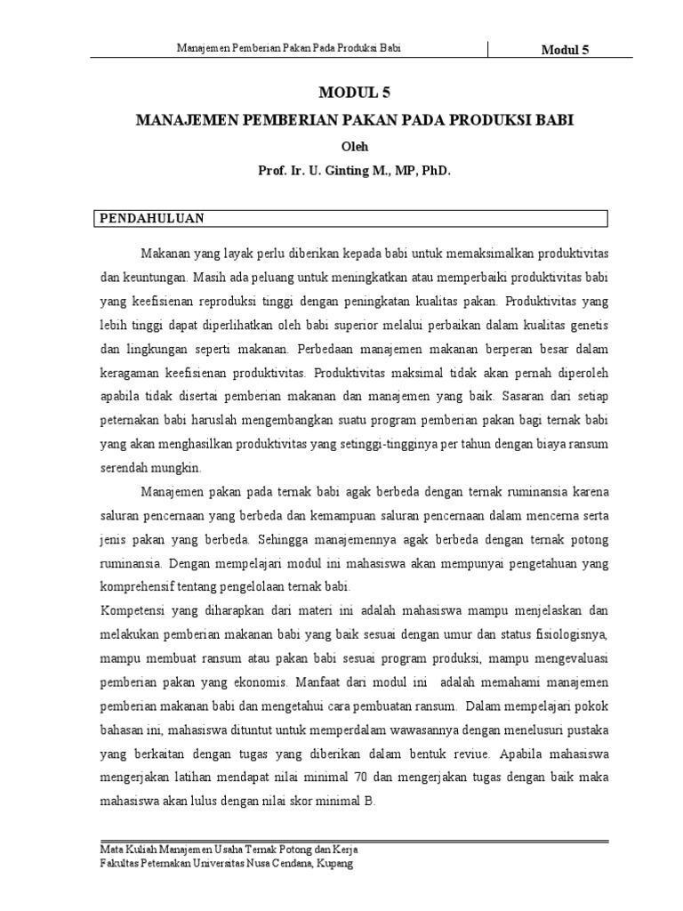 Modul Pakan Babi | PDF
