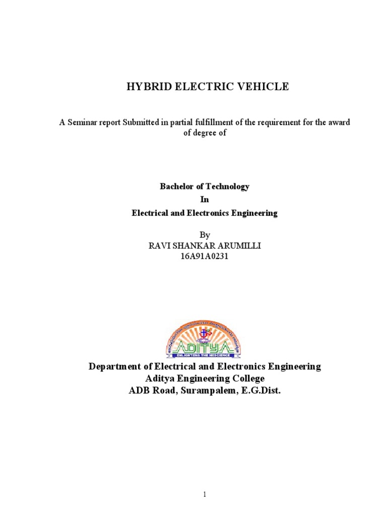 Hybrid Electric Vehicle | PDF | Hybrid Electric Vehicle | Electric Motor