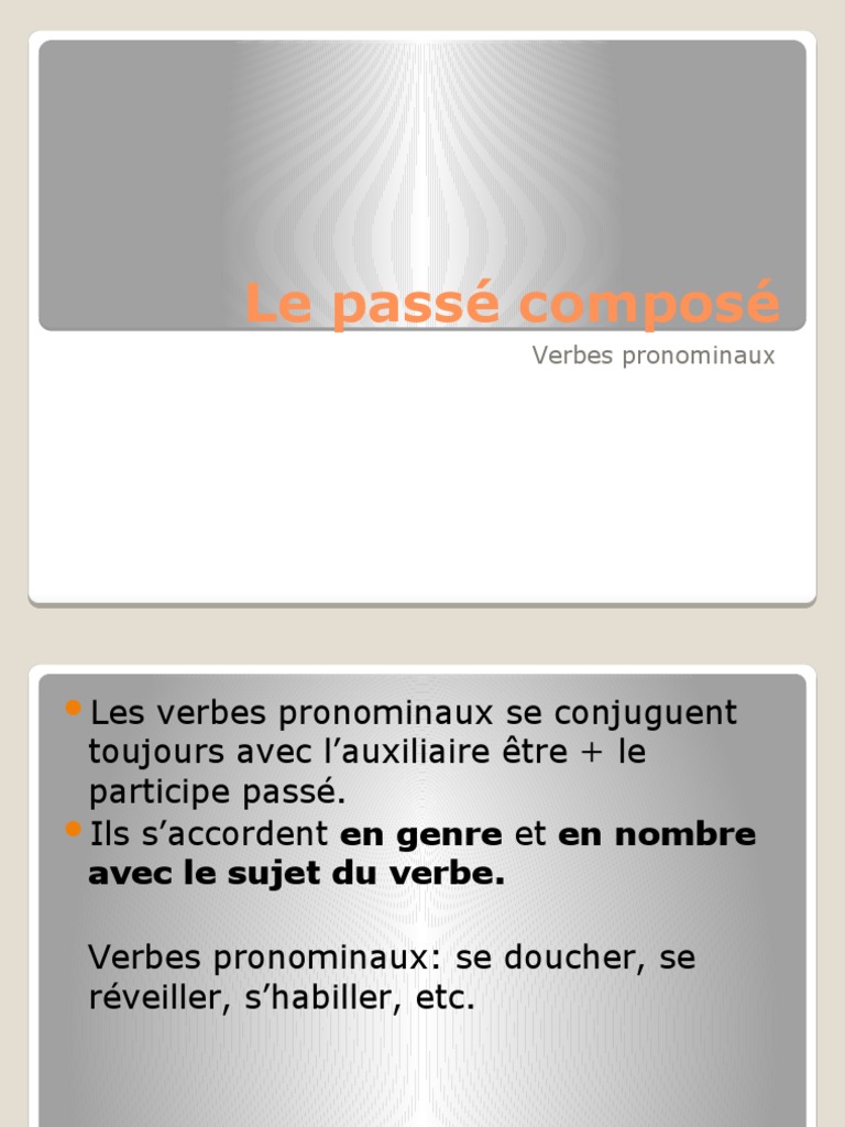 Verbes pronominaux au passé composé | PDF | Arts du langage et discipline