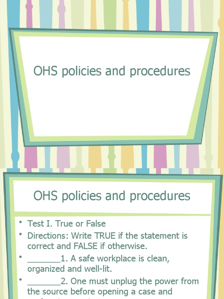 OHS Policies and Procedures | PDF | First Aid | Occupational Safety And ...