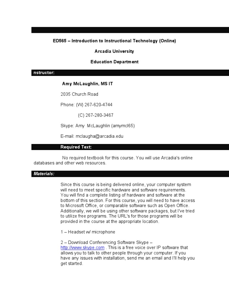 ED565 - Introduction To Instructional Technology (Online) Arcadia ...