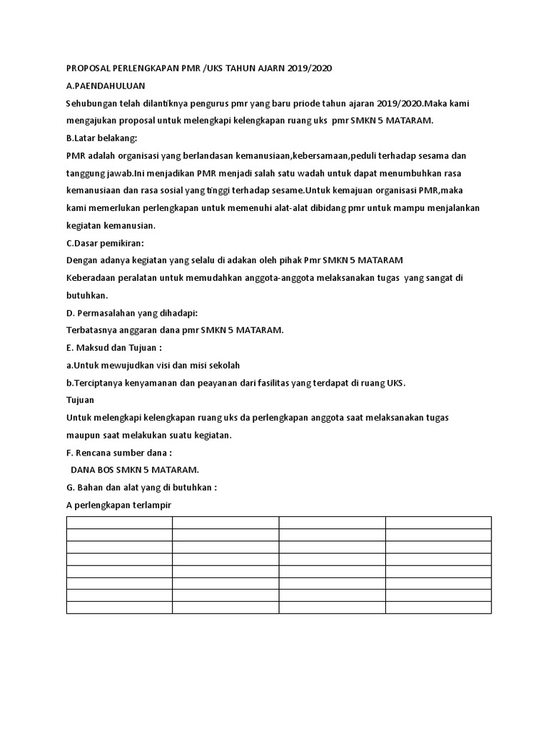 Proposal Perlengkapan PMR SMKN 5 Mataram | PDF