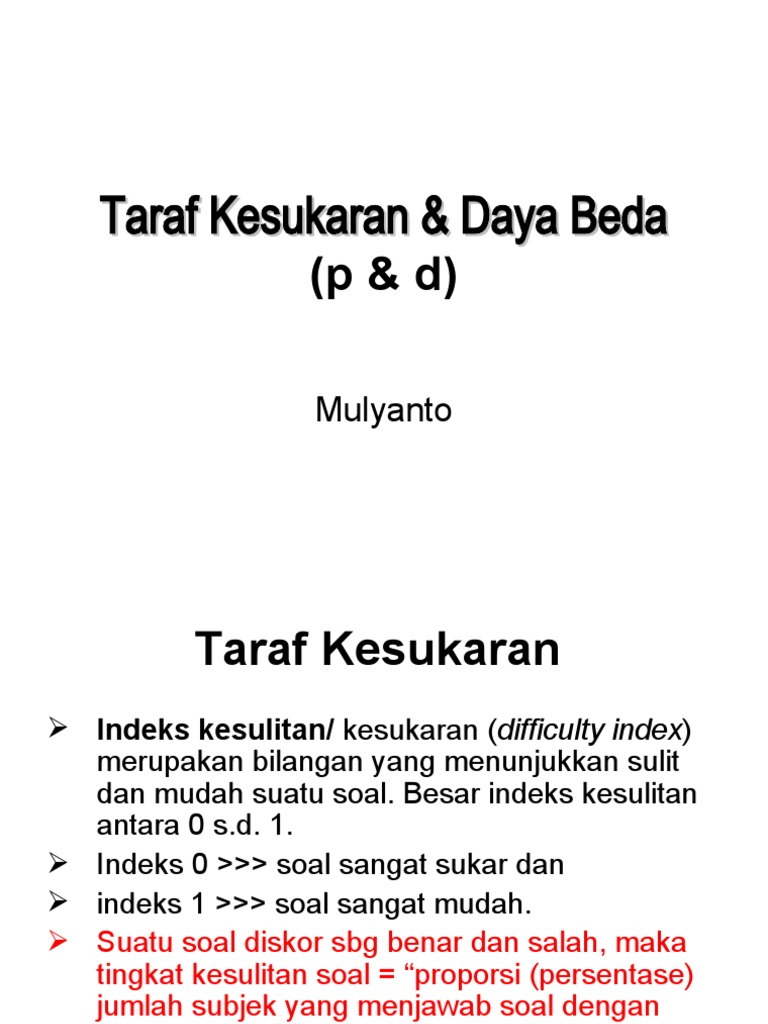 Bab5-Taraf Kesukaran & Daya Beda | PDF