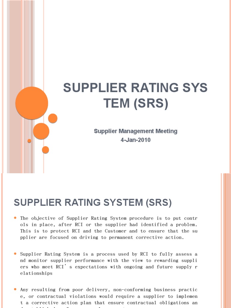 Supplier Rating System Overview | PDF | Iso 9000 | Business Process