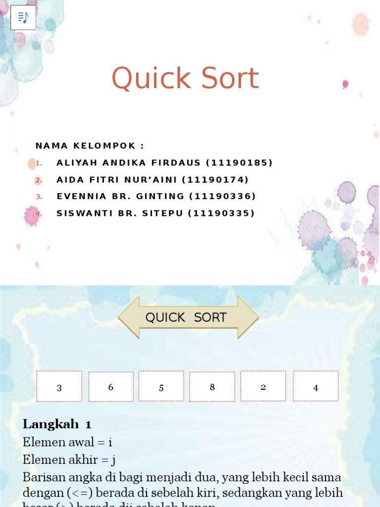Algoritma Menggunakan Metode Quick Short | PDF | Metode & Bahan Ajar