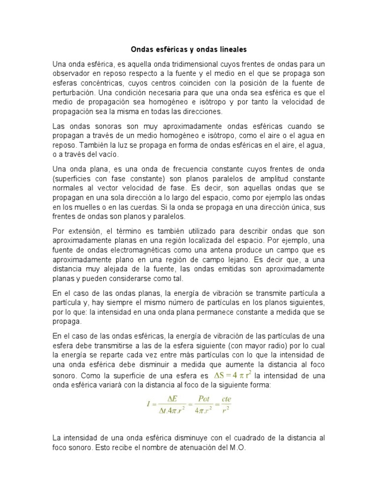 Ondas Esféricas y Ondas Lineales | PDF | Longitud de onda | Olas