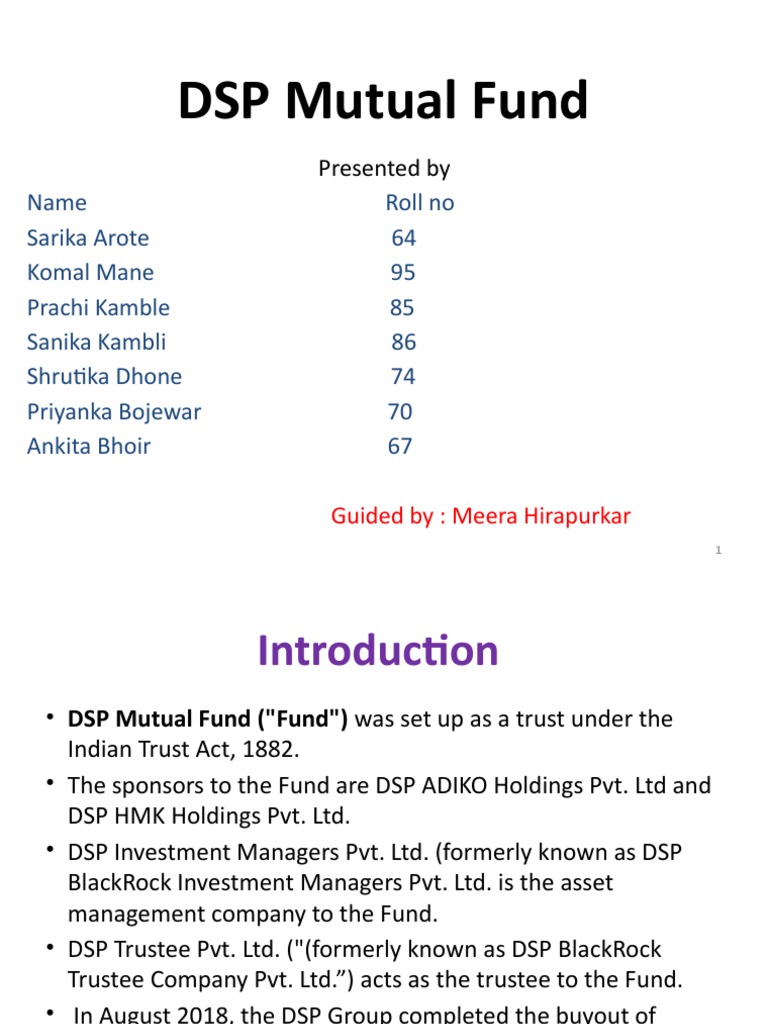 DSP Mutual Fund | PDF | Mutual Funds | Investment Management