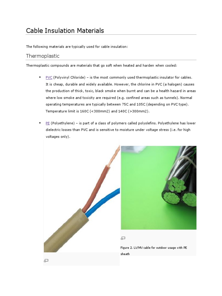 Cable Insulation Materials | PDF | Polyethylene | Thermoplastic