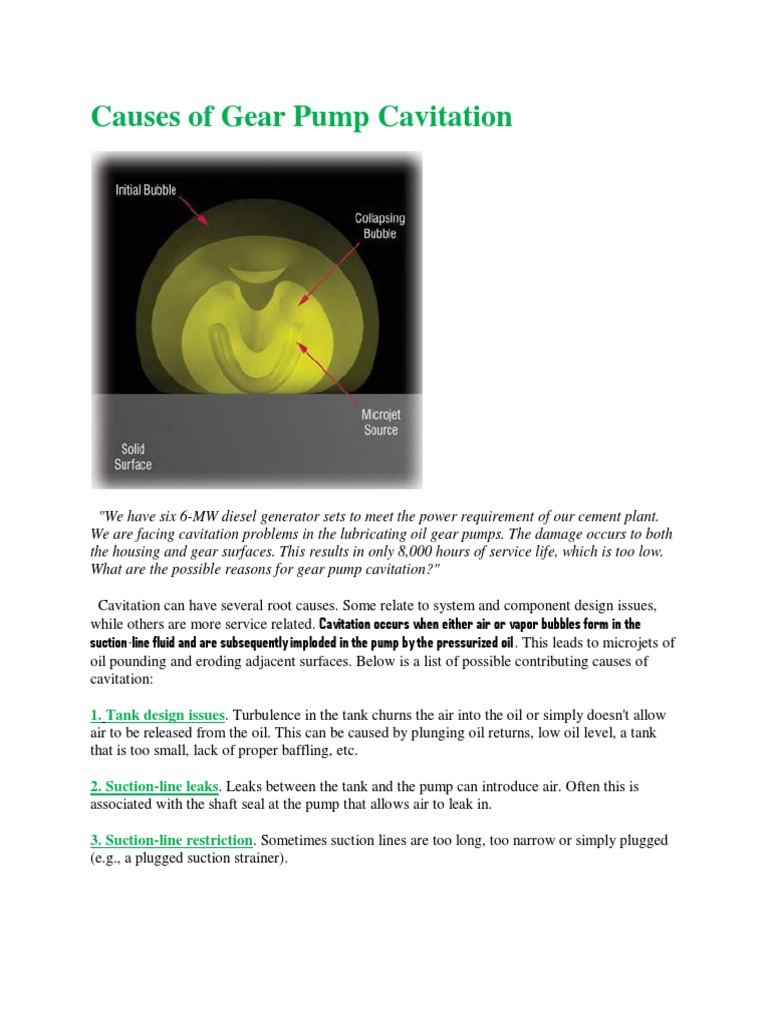 Gear Pump Cavitation Causes Explained | PDF | Technology & Engineering