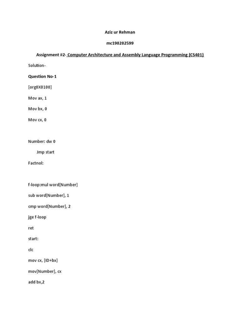 CS401 Assignment # 2 | PDF