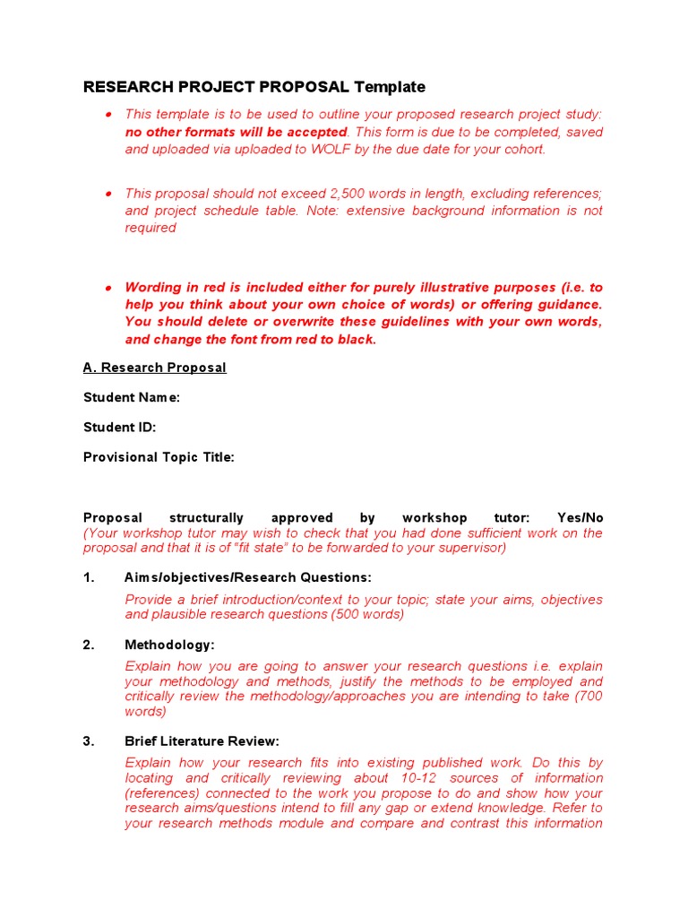 Project Proposal Template For Students