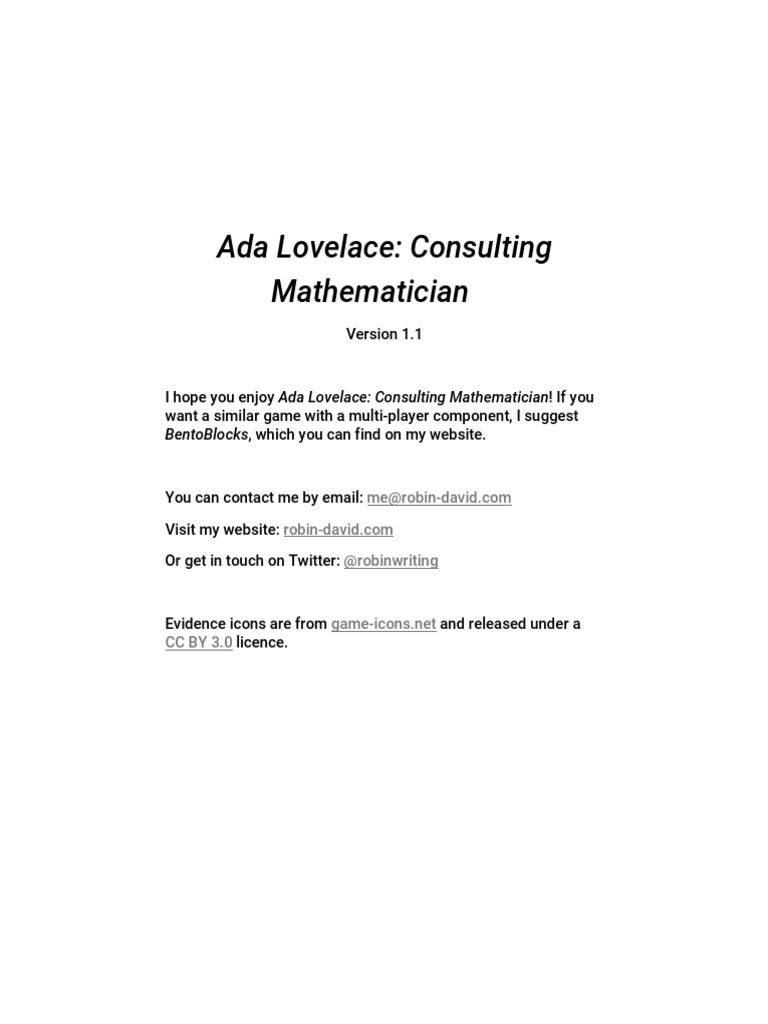 Ada Lovelace Consulting Mathematician v1-1 | PDF | Teaching Mathematics ...