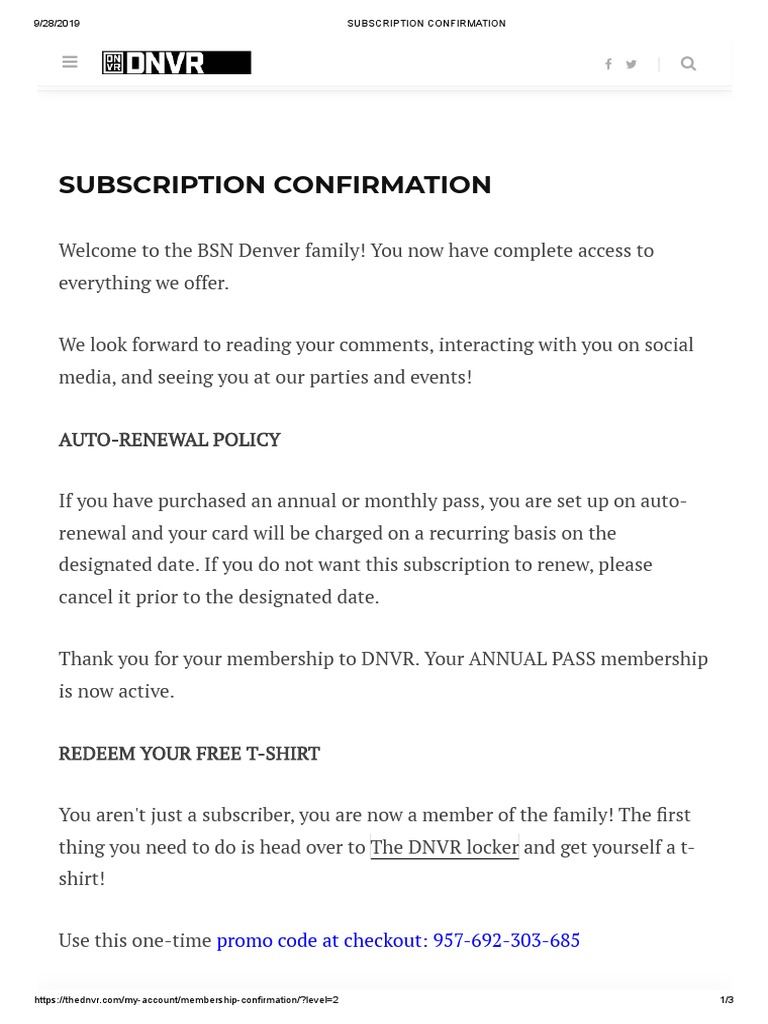 Subscription Confirmation | PDF | Subscription Business Model | Mobile ...
