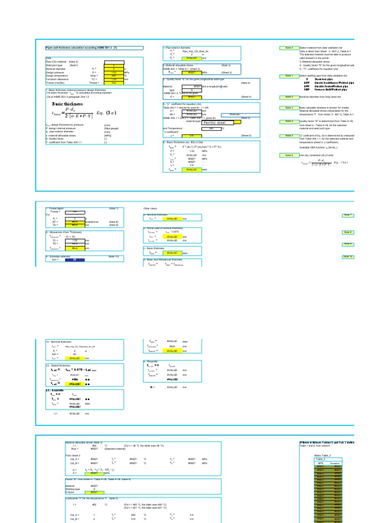 Pipes. Wall Thickness Calculation According ASME B31.3 | PDF | Pipe ...