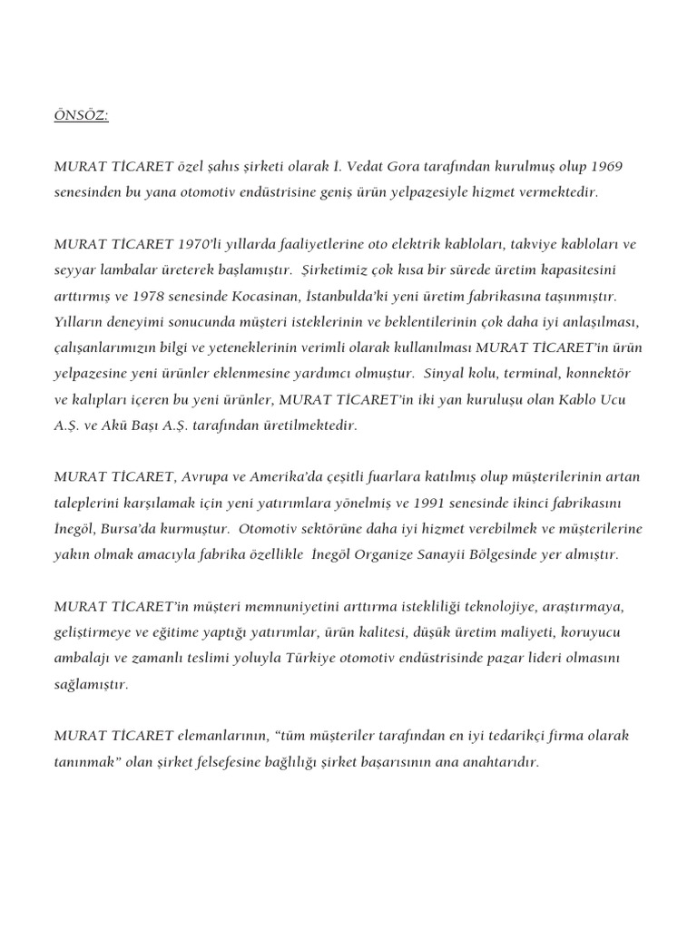 Murat Kablo Teknik Katalog PDF | PDF