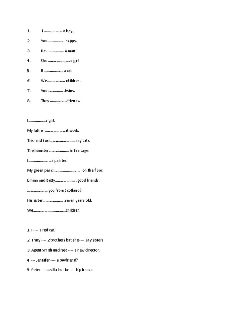 To Be, Have Got Exercises | PDF