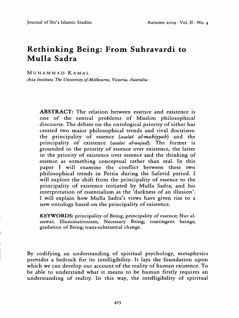 From Suhrawardi To Mulla Sadra PDF | PDF | Existence | Philosophy