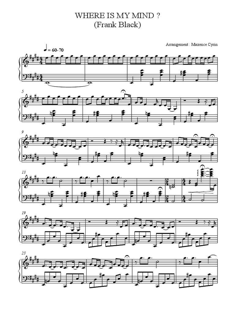 Where Is My Mind - Pixies Sheet Music | PDF