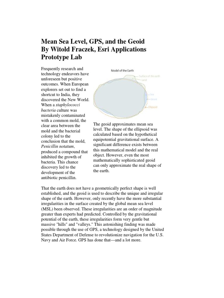 Mean Sea Level, GPS, and The Geoid | PDF | Sea Level | Geodesy