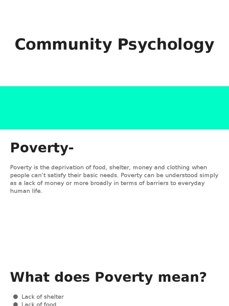 Community Psychology | PDF | Homelessness | Poverty