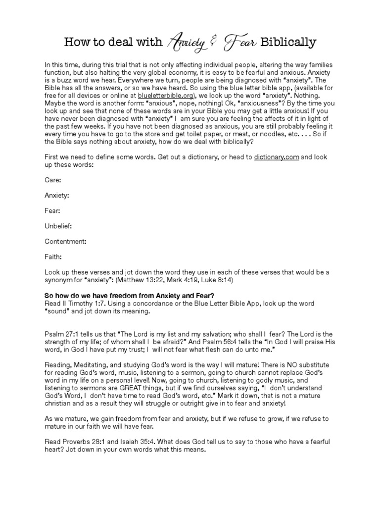 How To Deal With Anxiety and Fear Biblically | PDF | Anxiety | God