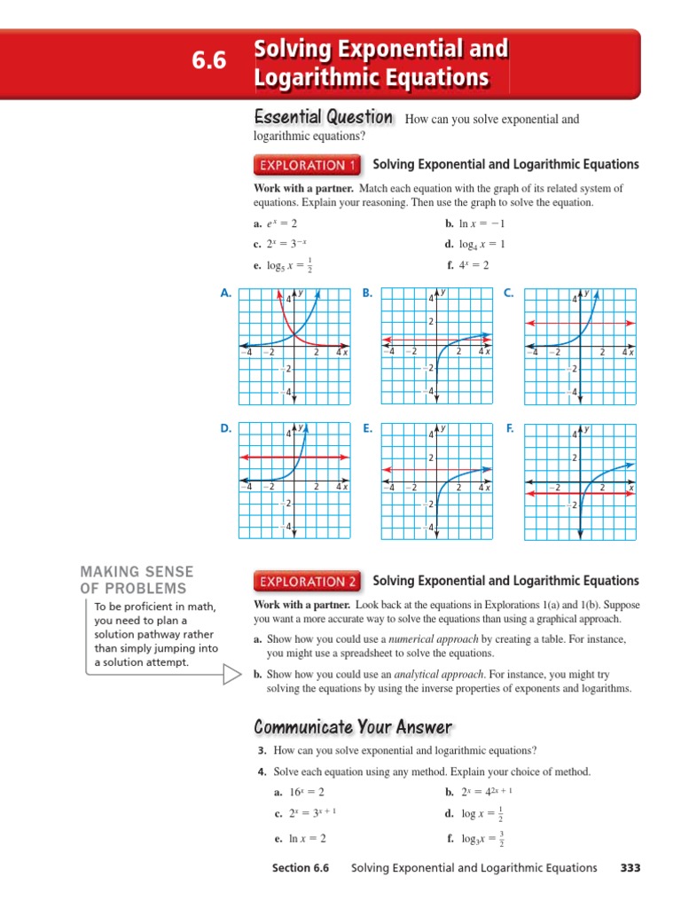 Solving Exponential Logarithmic Equations Pdf Logarithm