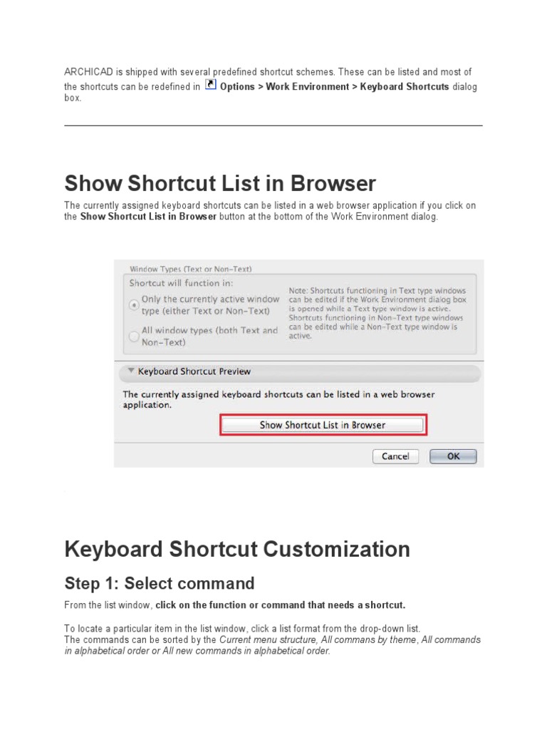 Shortcut Archicad | PDF | Keyboard Shortcut | Computer Keyboard