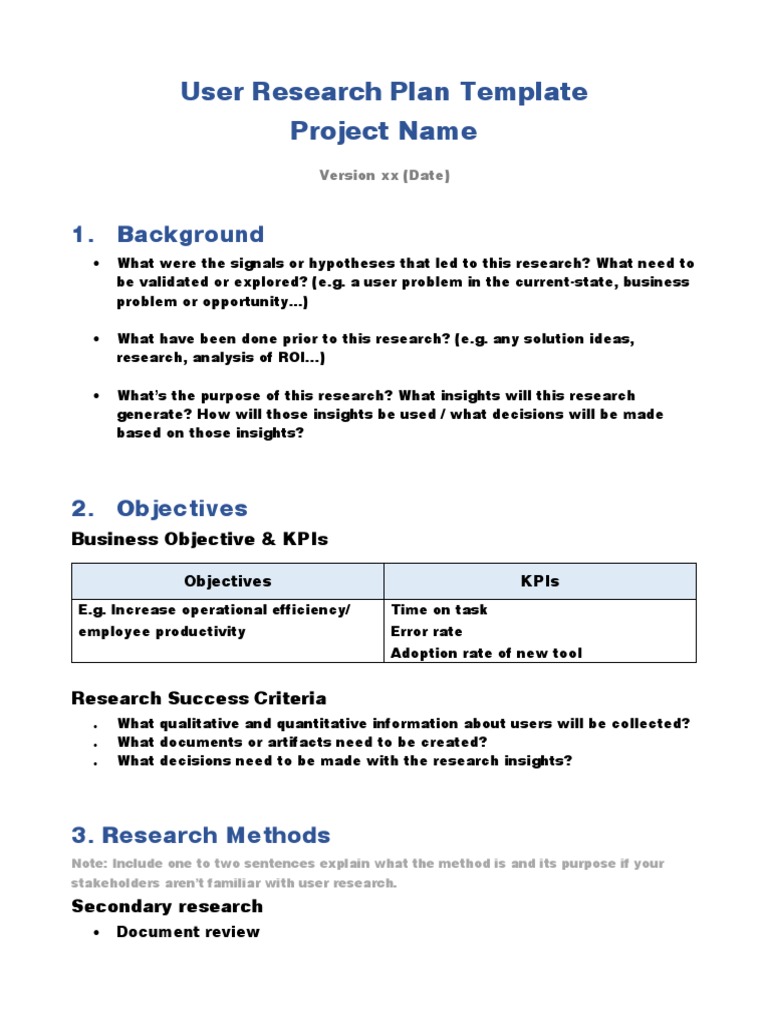 Research Plan Master Template | PDF | Psychology | Psychological Concepts