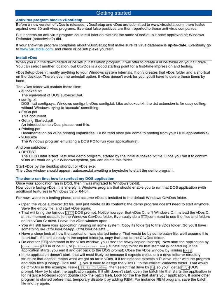 Vdos FAQs | PDF | Dos | Command Line Interface