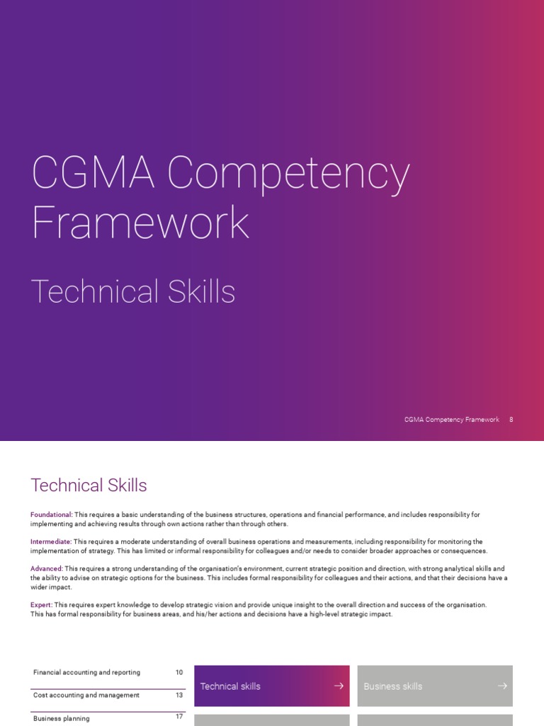 Cgma Competency Framework 2019 Edition Technical Skills PDF | PDF ...