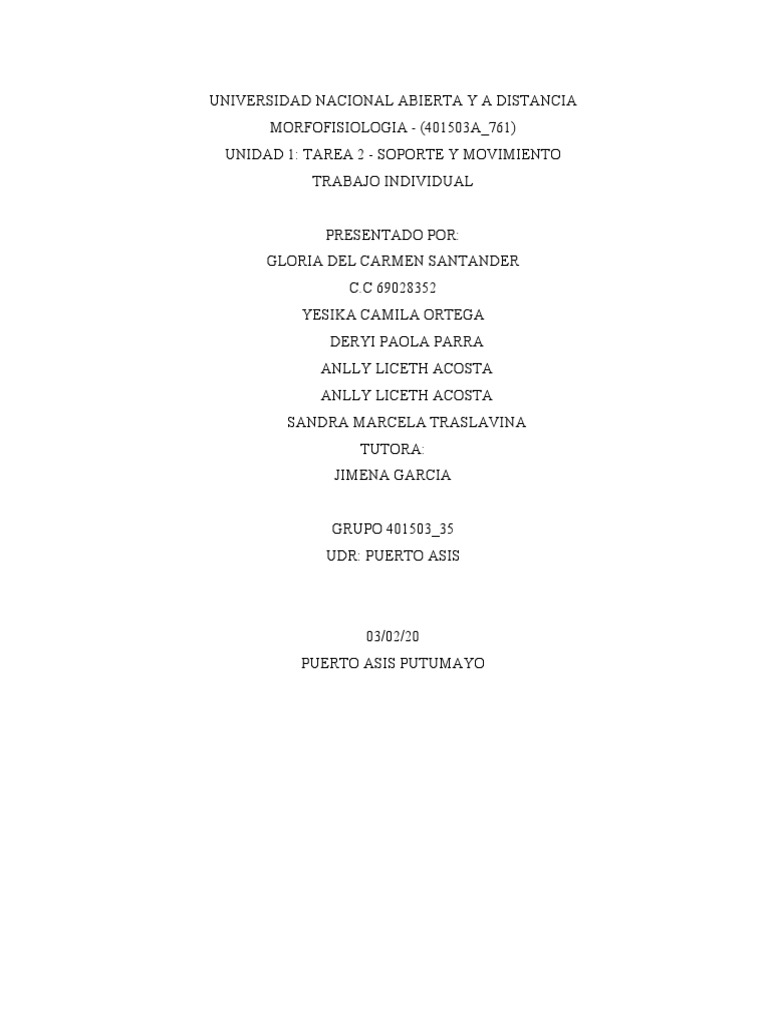 Unidad 1 Tarea 2 - Soporte y Movimiento - Grupo 401503 - 35 | PDF ...