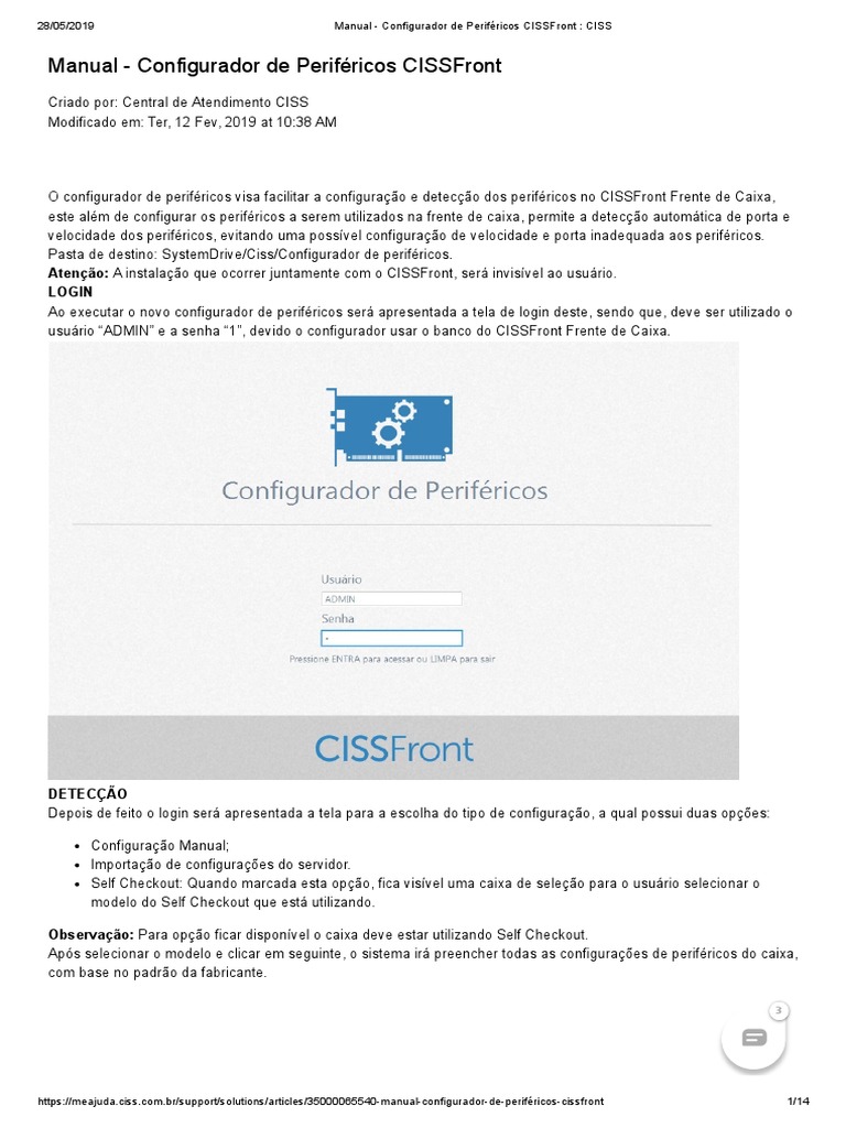 Manual - Configurador de Periféricos CISSFront - CISS PDF | PDF | Impressora (informática ...
