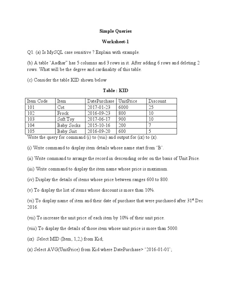SQL Queries and Exercises Guide | PDF | Table (Database) | Databases